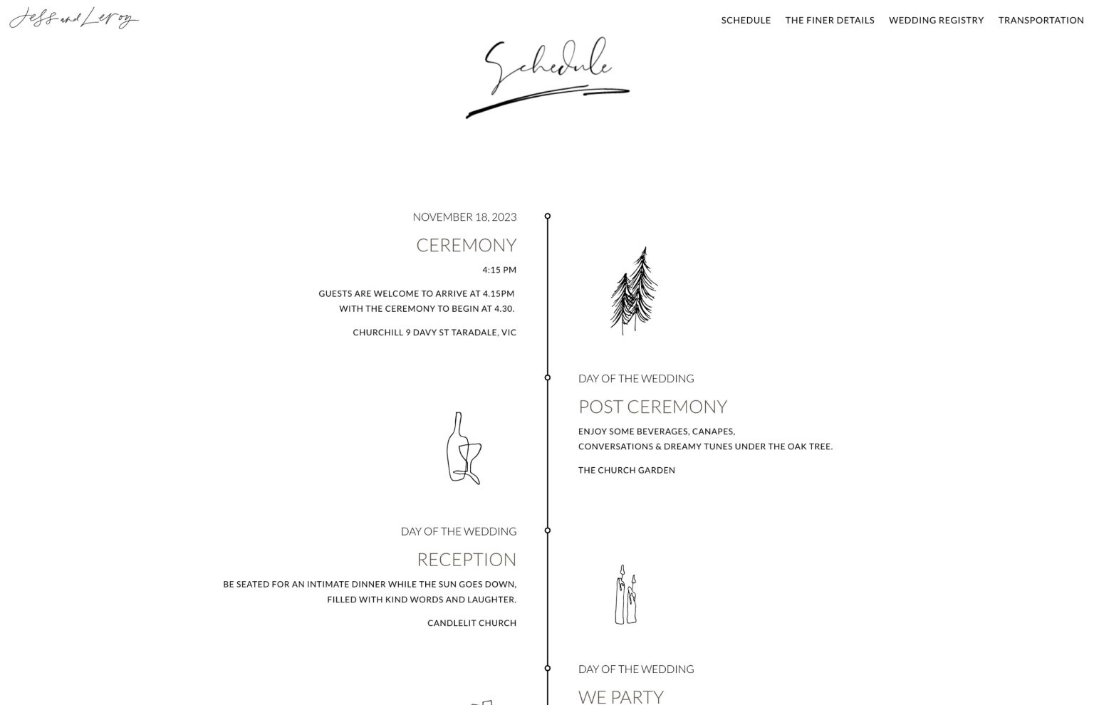 handlettered calligraphy minimalist wedding website example3 - WedSites ...